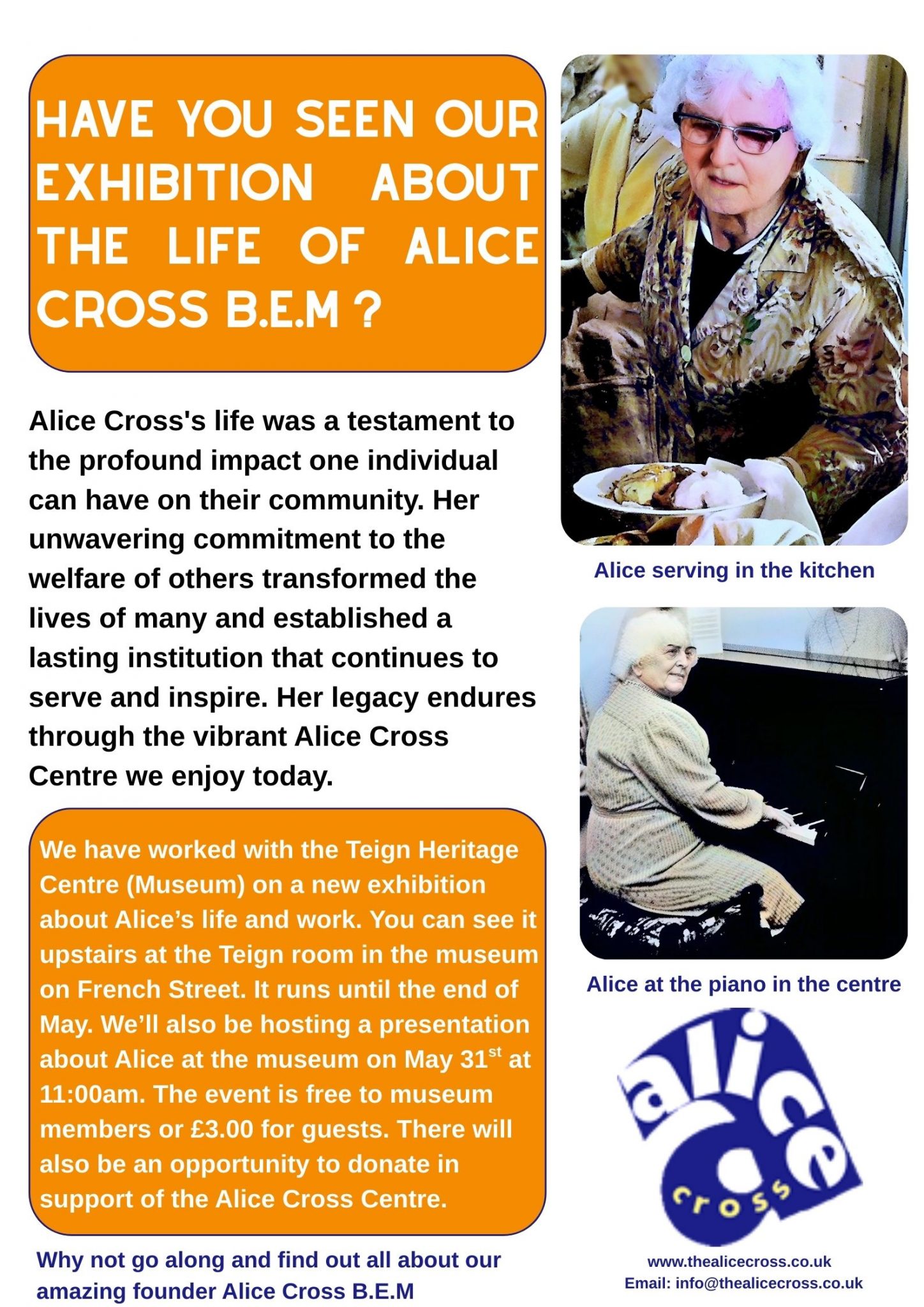 Exhibition about the life of Alice Cross - Alice Cross Centre